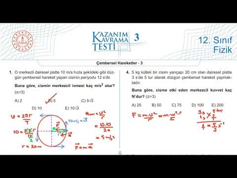 Test-3- Çembersel Hareket ( Meb Kazanım Kavrama Testi- 12. Sınıf - KK-3)