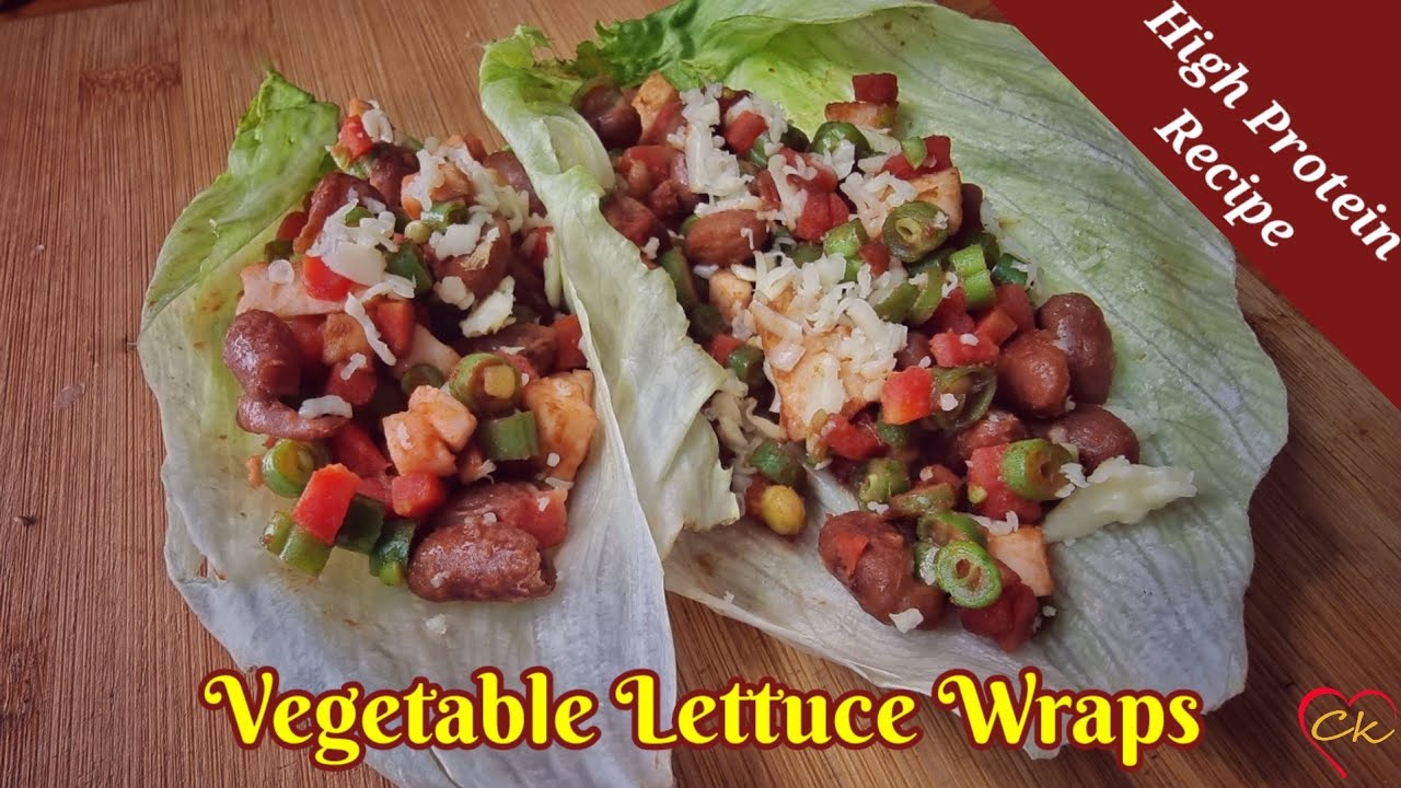 Lettuce Wraps with Boiled Beans and Vegetables | Healthy Snack ...