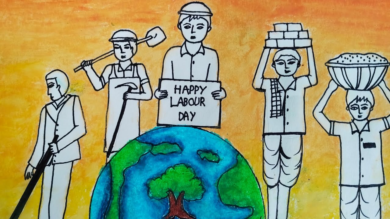 World Labour Day| Very easy Poster Drawing,| 1st May| International ...