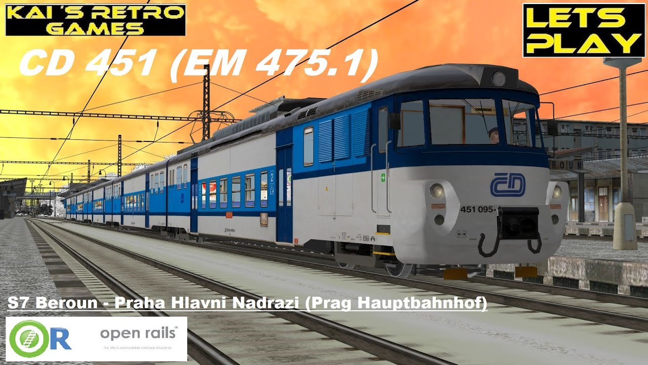 "Open Rails" CD 451 / S7 Beroun - Praha hl n. - YouTube