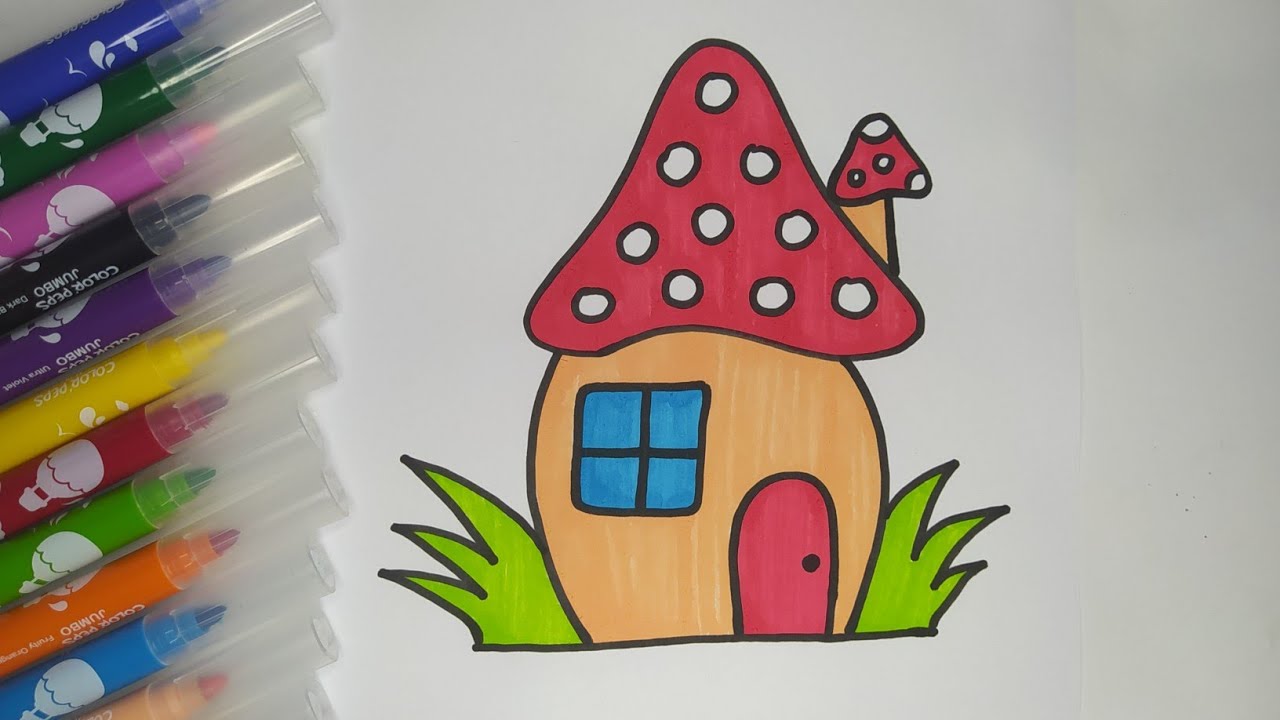 how to draw a cute house step by step for kids - YouTube