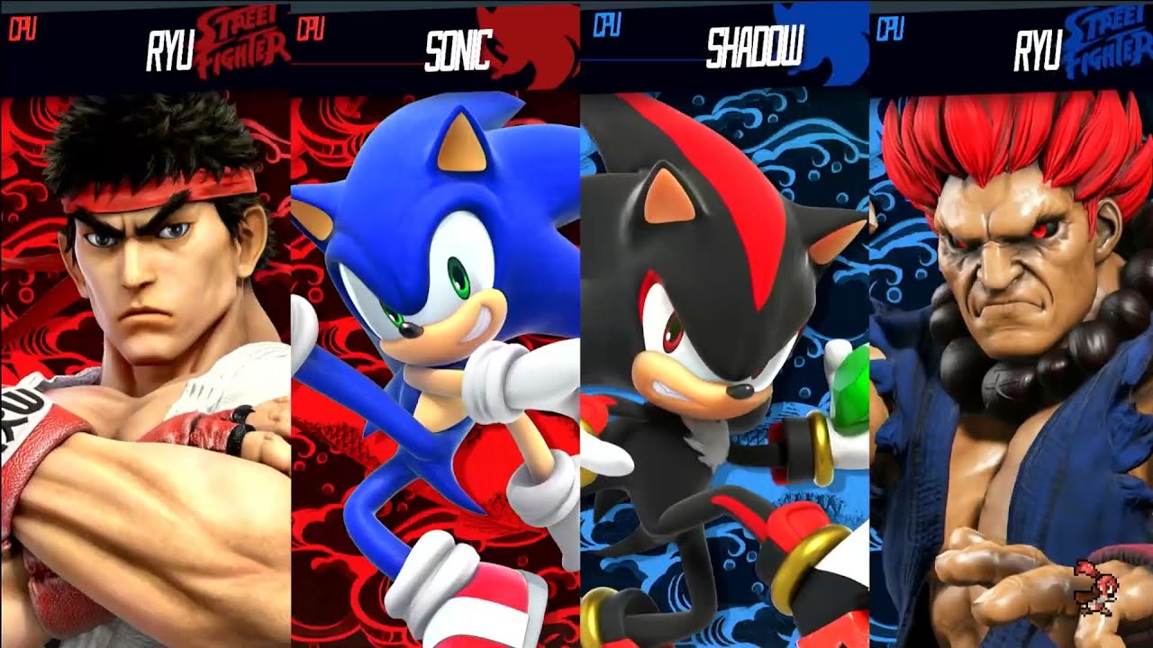 Ryu & Sonic Vs Shadow & Akuma - Requested Smash Battle - YouTube
