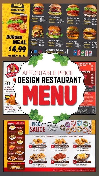 Static menu & Screeens & board Design For Restaurant || Food menu ...