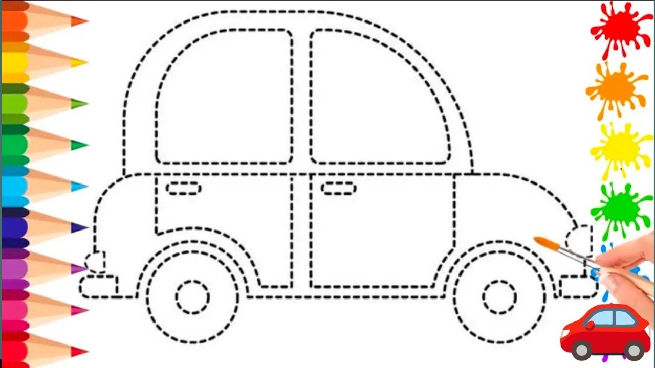 How to make a cute car 🚗 / Beautiful car drawing step by step 4 kids ...