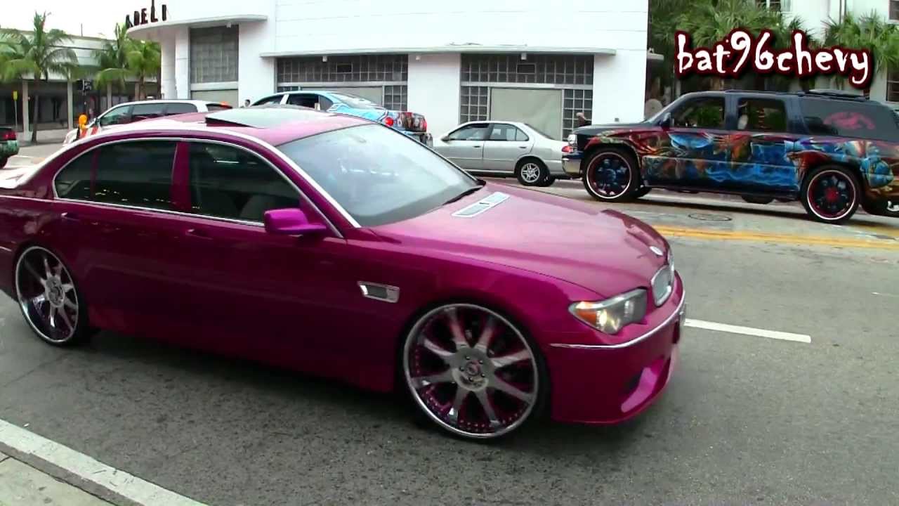 Magenta BMW 745 on 26 Asantis WIDE BODY Camaro on 26 For - YouTube