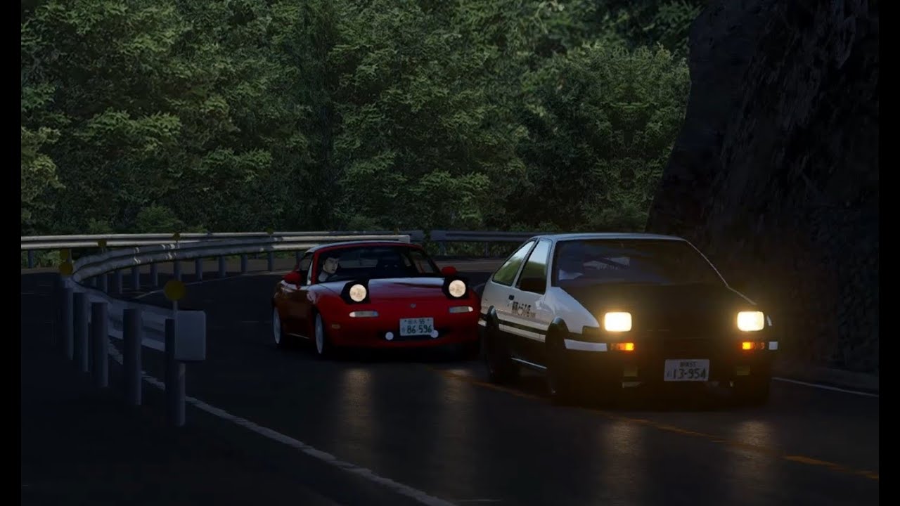 [Assetto Corsa] イニシャルD外伝ートオルvs拓海 再戦@秋名 Initial D side story- Toru vs Takumi rematch on Akina ...