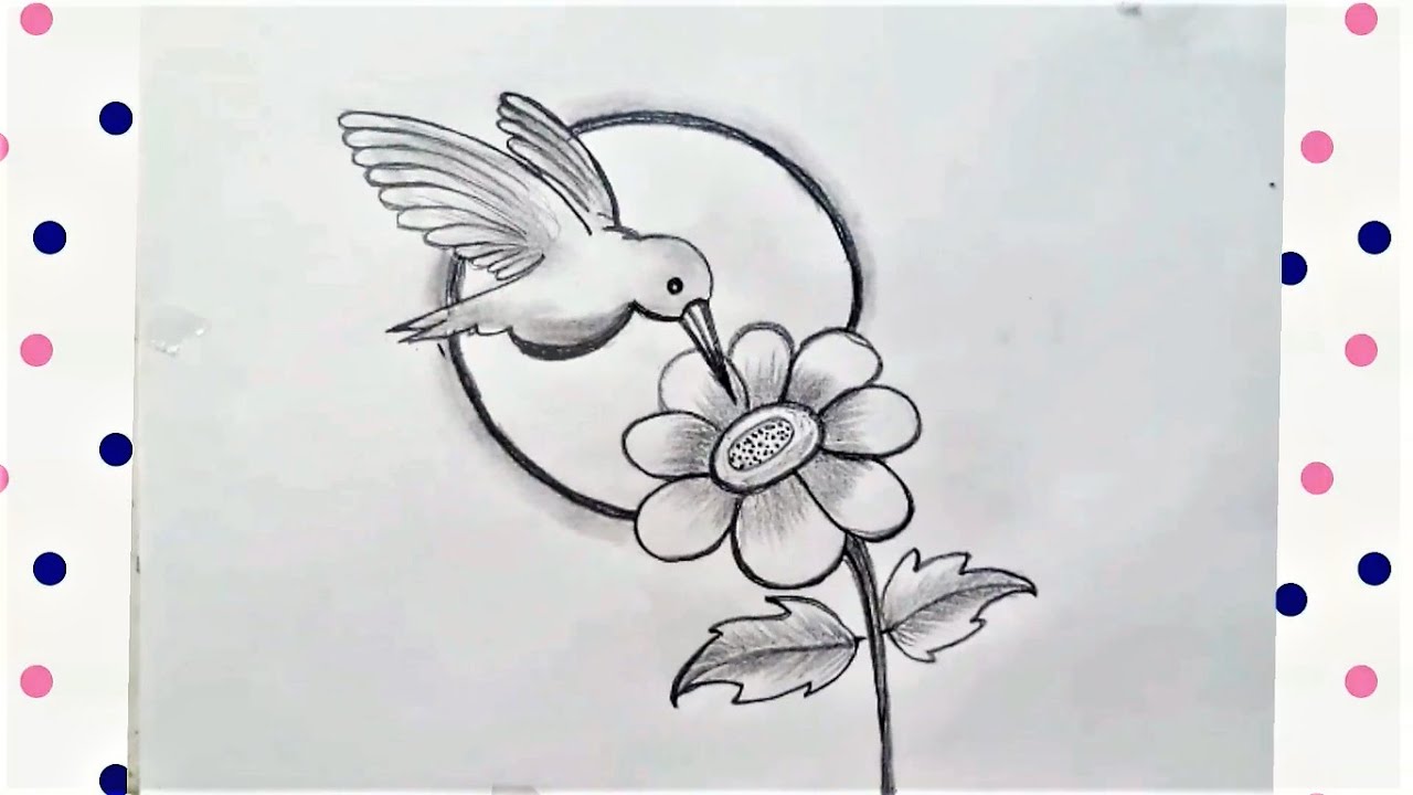 Beautiful flower and bird drawing #drawing #art #howtodraw #easy - YouTube