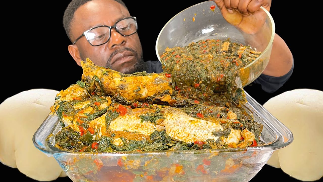 ASMR FUFU, EFO RIRO AND MERLUZA FISH (EATING SOUND) NIGERIAN FOOD NO ...