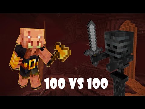 100 Wither Skeletons vs 100 Piglin Brutes - Minecraft Shorts - YouTube