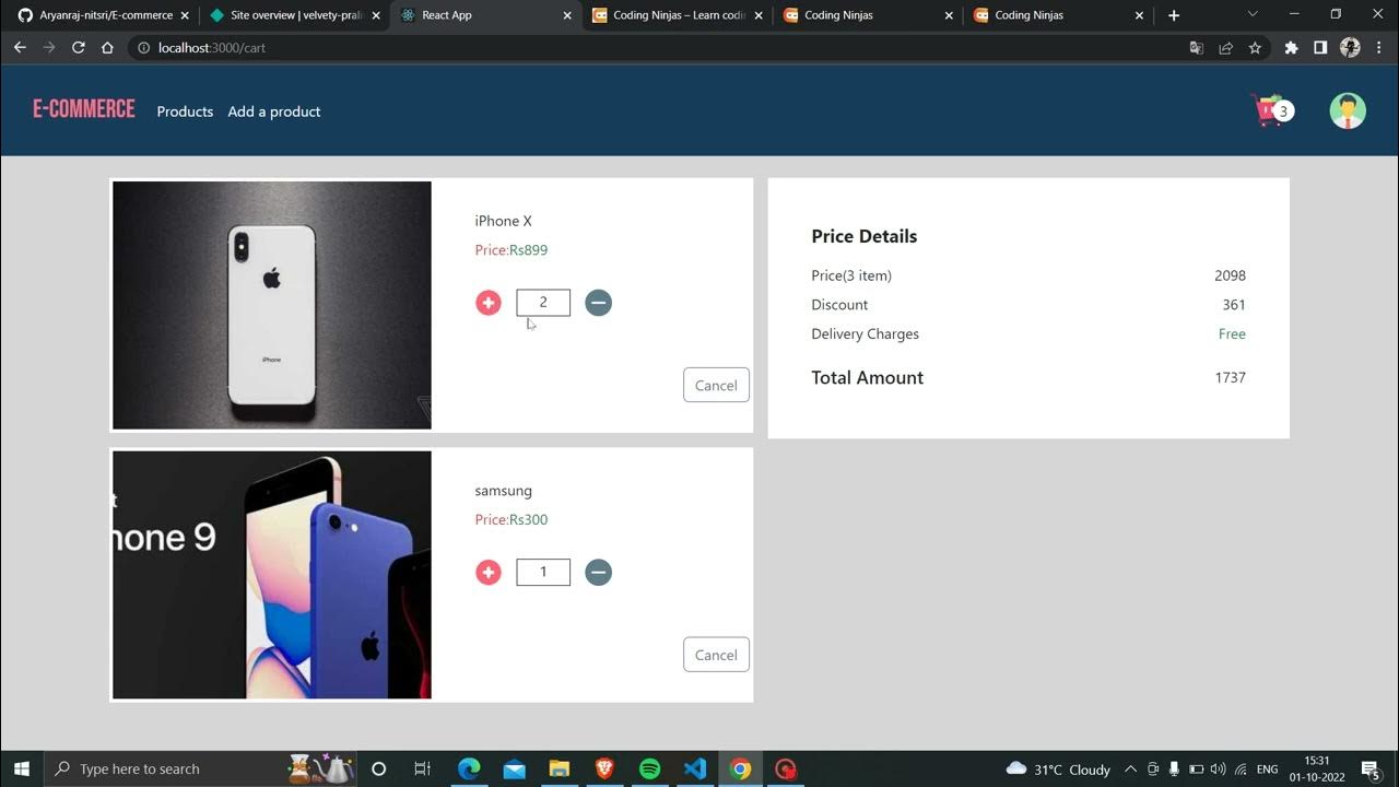 e-commerce Website(Coding ninjas) - YouTube