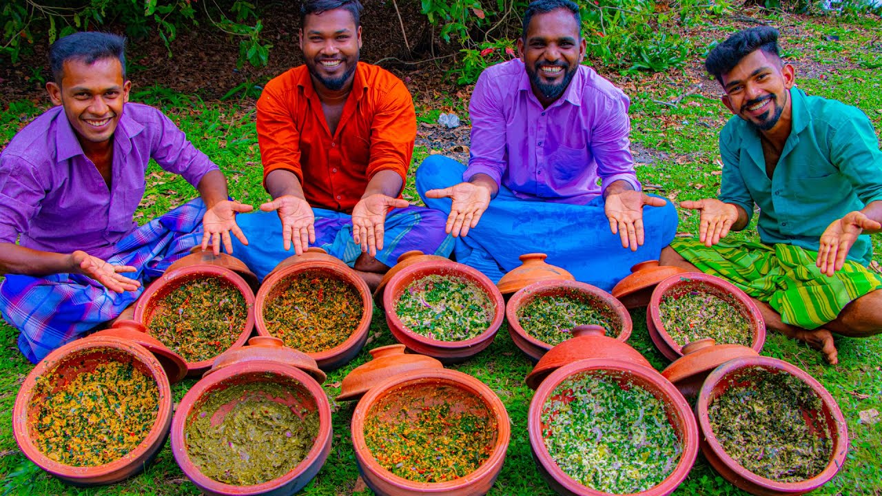 10 Green Leafy Vegetables Cooking | Drumstick Leaf | Village Man ...