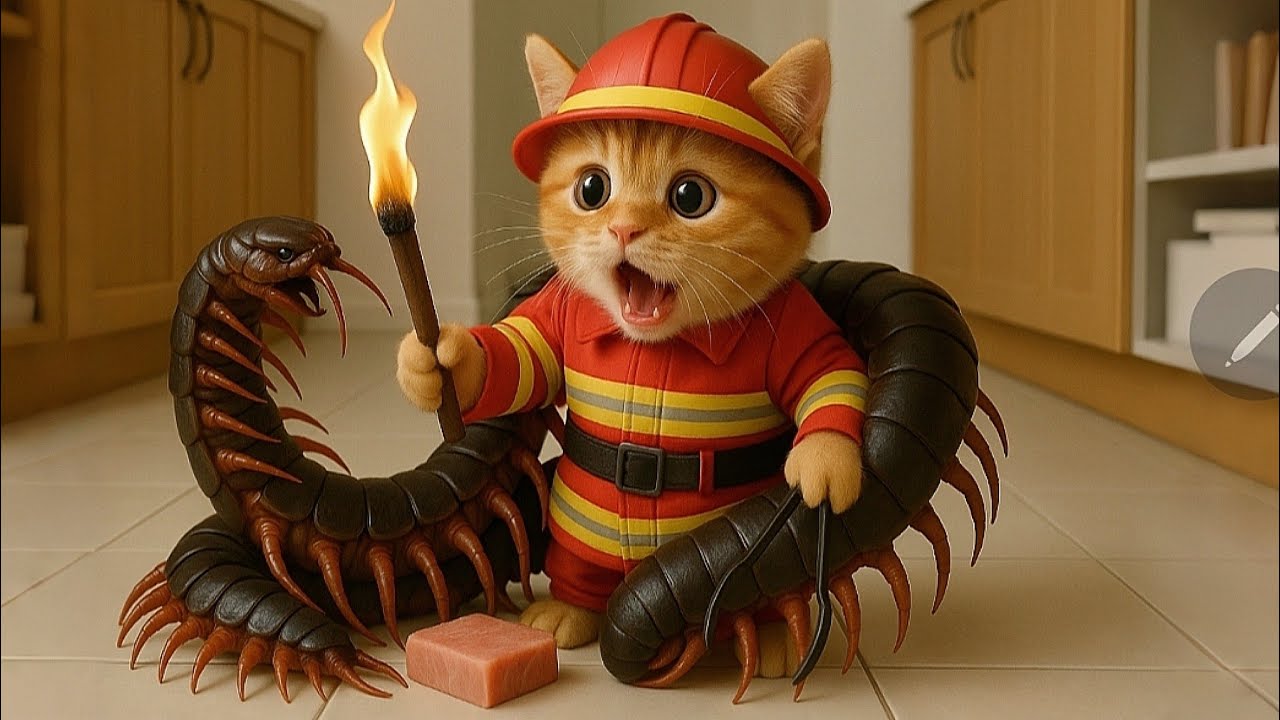 Mama Cat Bitten by Giant Centipede, Kitten Ginger Determined to Teach ...