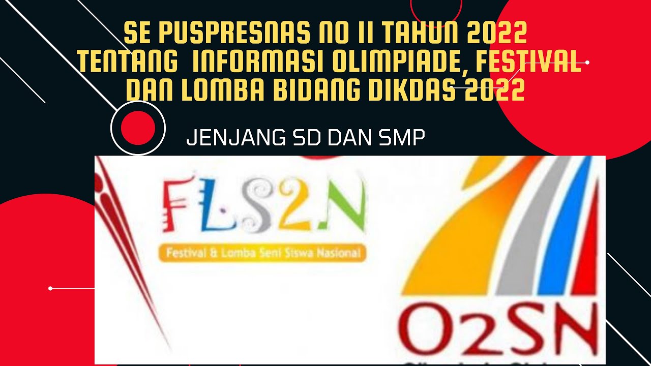 INFO LOMBA OSN,FLS2N, O2SN, GSI, OPSI TAHUN 2022 ( Tingkat SD SMP ...