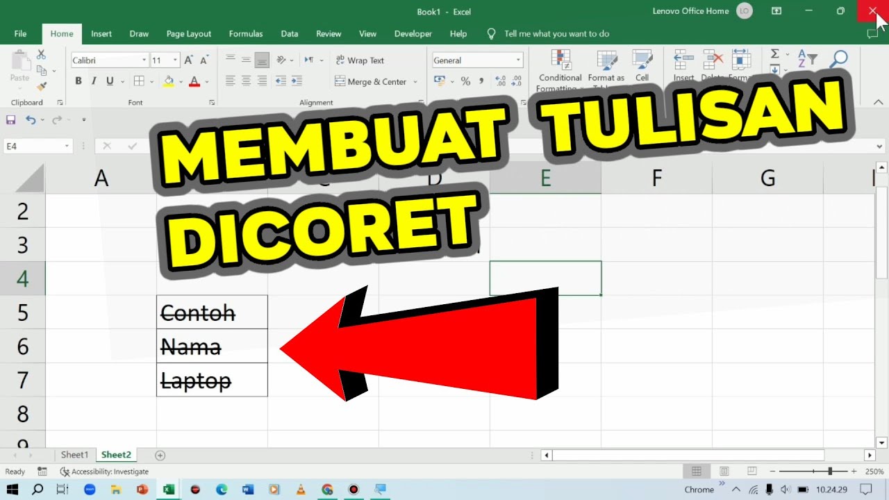 Cara Membuat Tulisan / Teks Dicoret di Microsoft Excel - YouTube