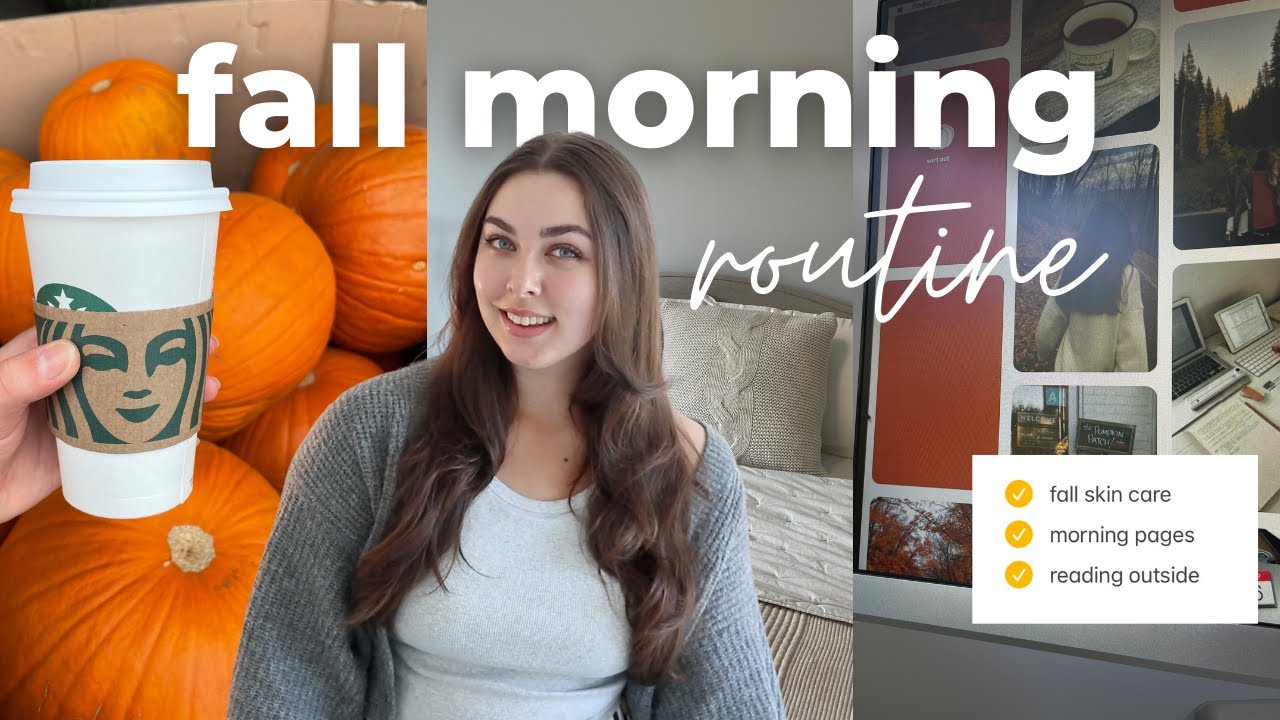 cozy fall morning routine + morning pages, reading outside, pumpkin ...
