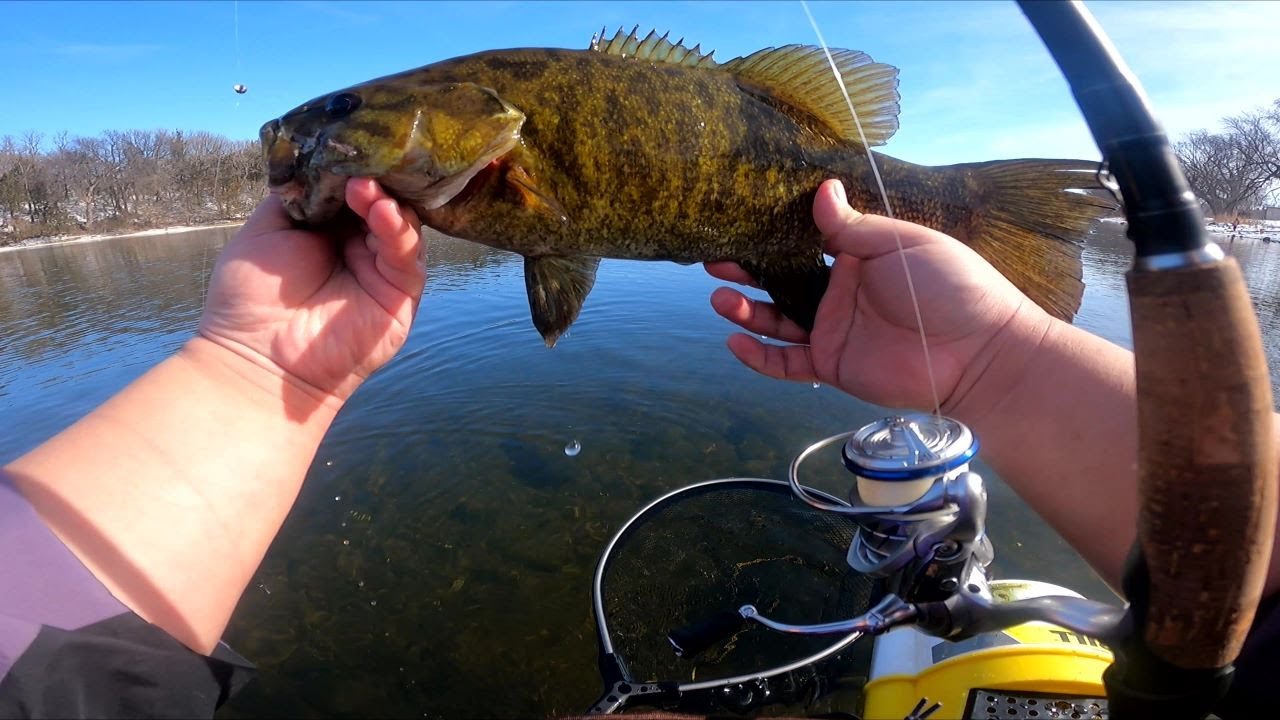 MN Winter Open Water Smallmouth Bass Fishing - YouTube