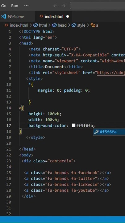 #Apply CSS in Social Media Icons.#html #html5 #htmltutorial #css #css3 #viral #dailyshorts # ...