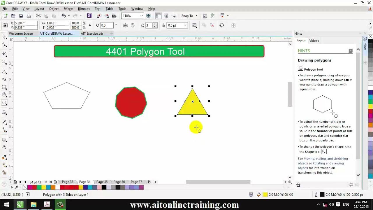Polygon Tool CorelDraw 17 Lesson-043 | CorelDraw Myanmar | Myanmar Corel Lesson | CorelDraw ...