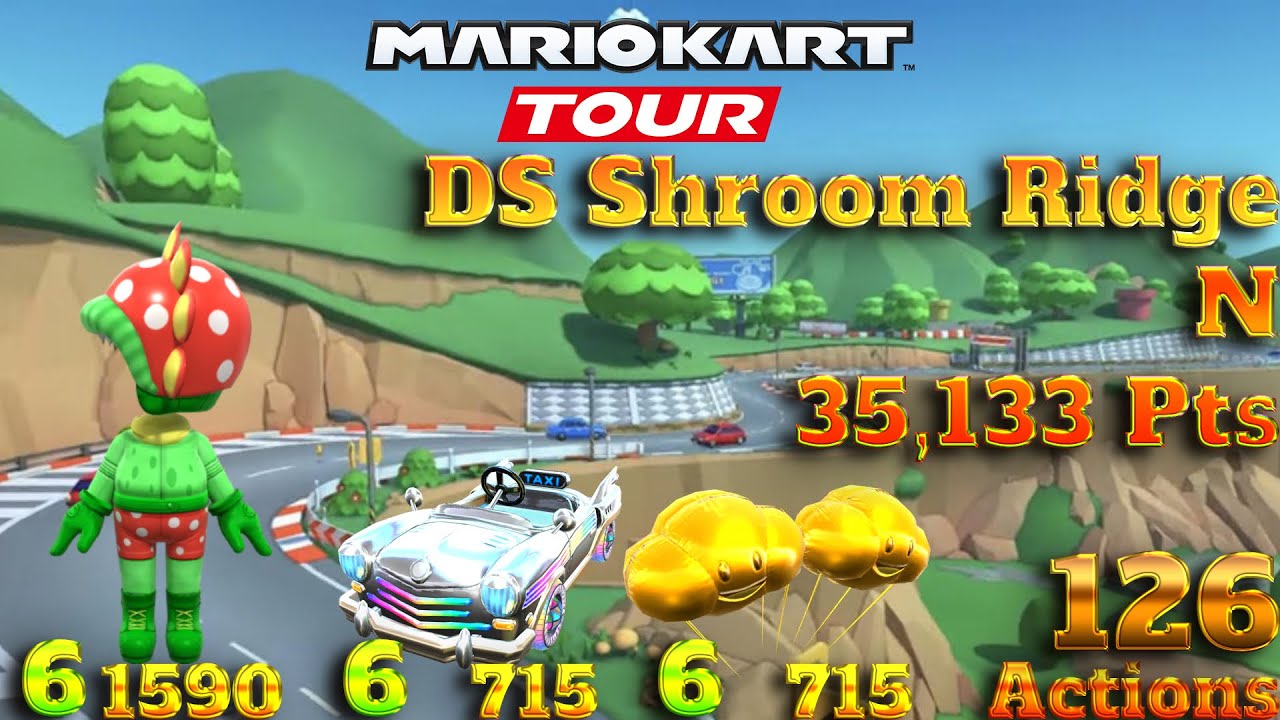 Mario Kart Tour - DS Shroom Ridge (35,133 pts) 126 Actions - YouTube