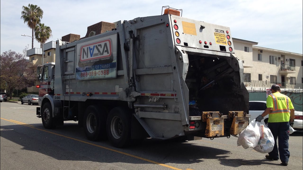 NASA Services: White GMC EZ Pack Goliath Rear Loader - YouTube