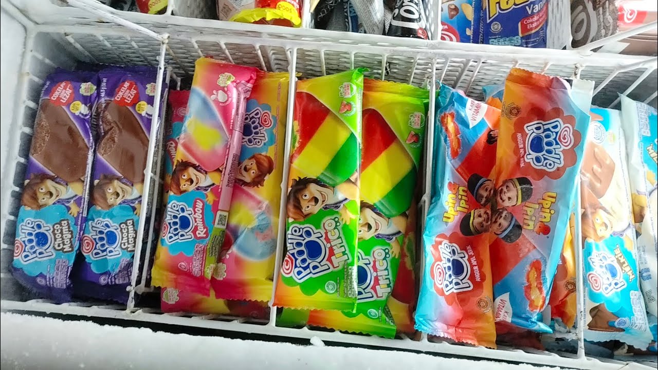 Wow !! Seru sekali berburu Es krim Upin Ipin, es krim pelangi, es krim ...