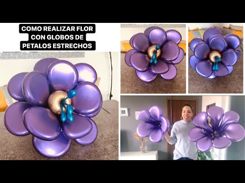 COMO REALIZAR FLOR CON GLOBOS DE PETALOS ESTRECHOS/FLOR DE GLOBO DISTORSIONADA PARA BOUQUET DE ...