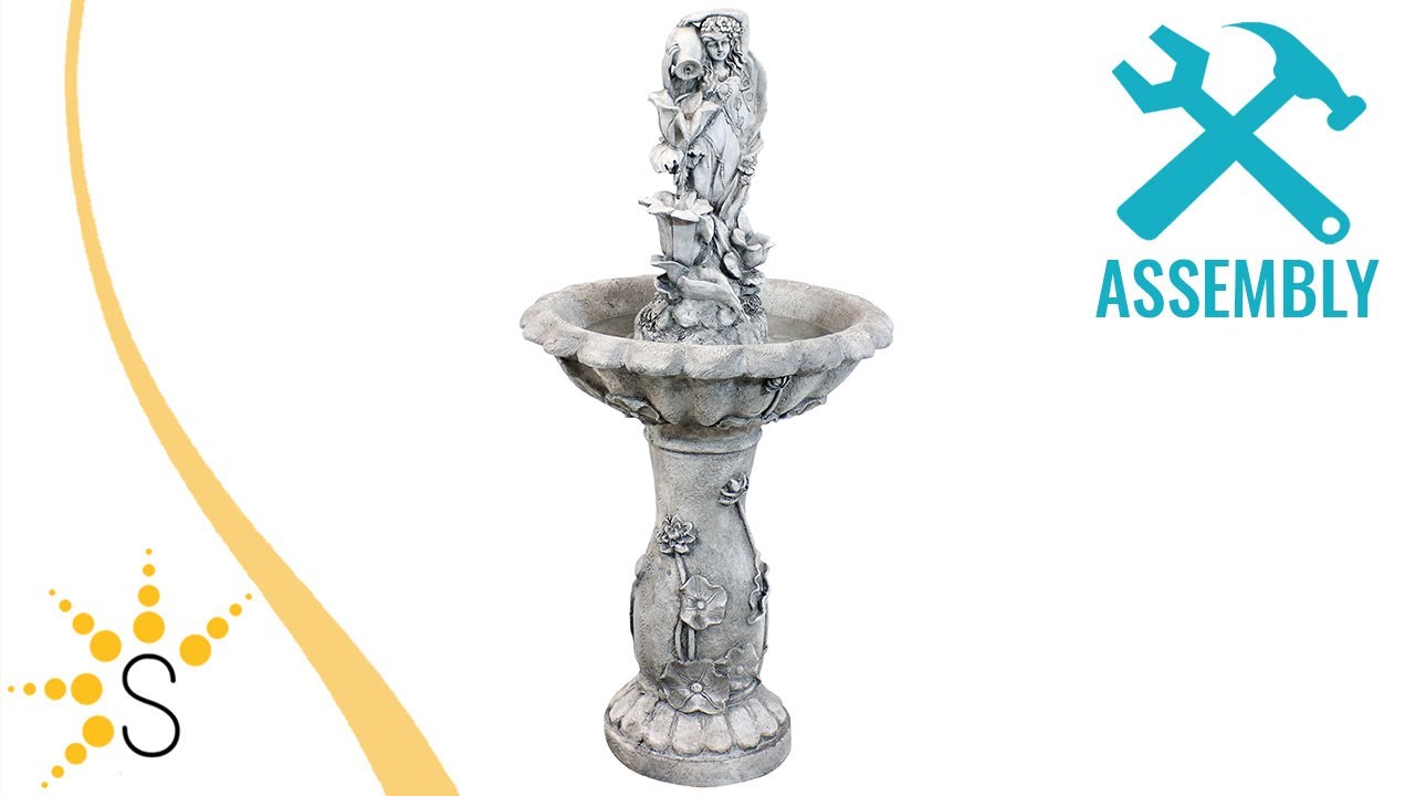 Sunnydaze Fairy Flower Solar Outdoor Water Fountain with Battery Backup ...