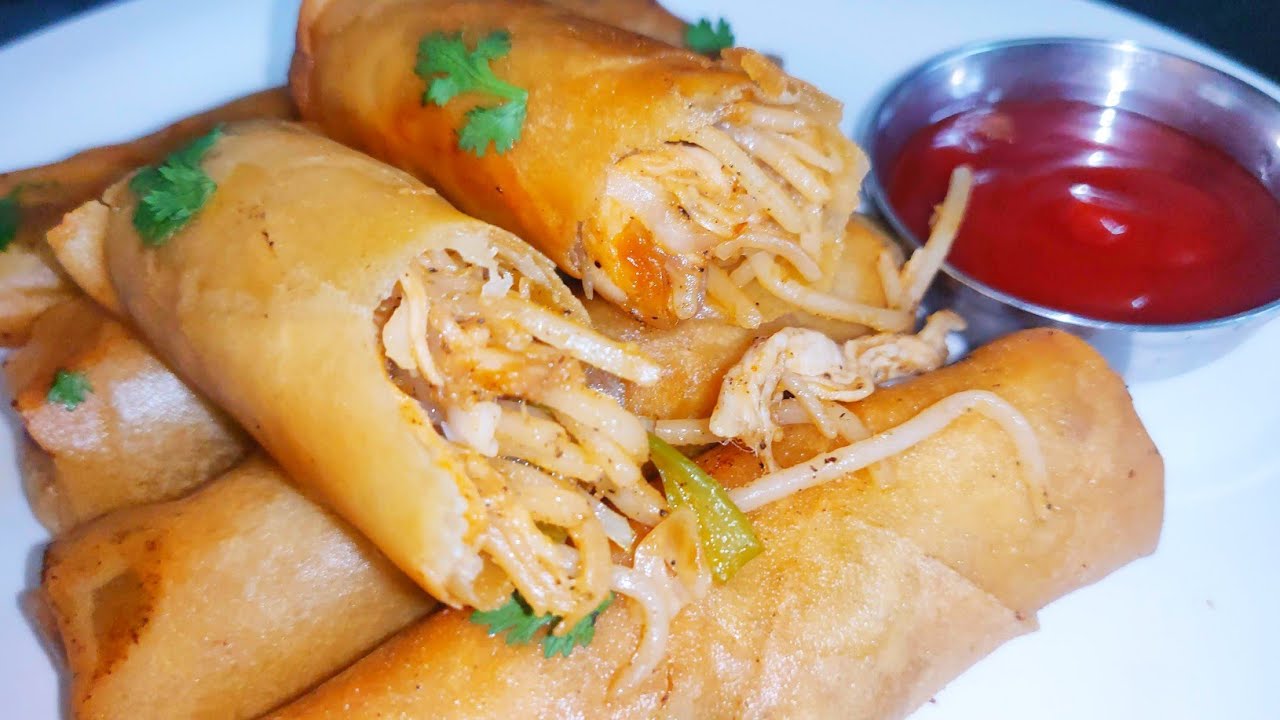 Chicken Spring Rolls |Noodles Spring Roll | Chicken Spring Roll Recipe ...