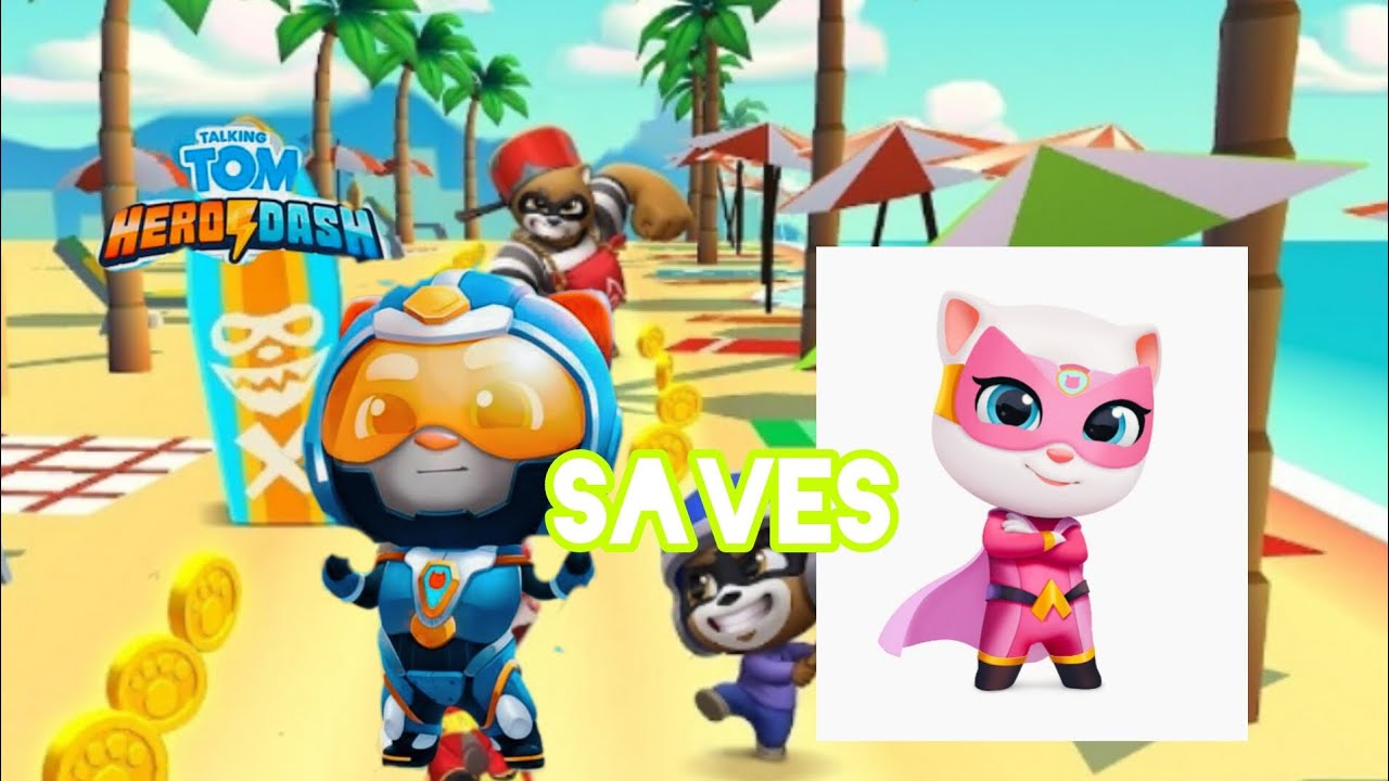 Super Trooper Tom saved Angela Talking tom hero dash - YouTube