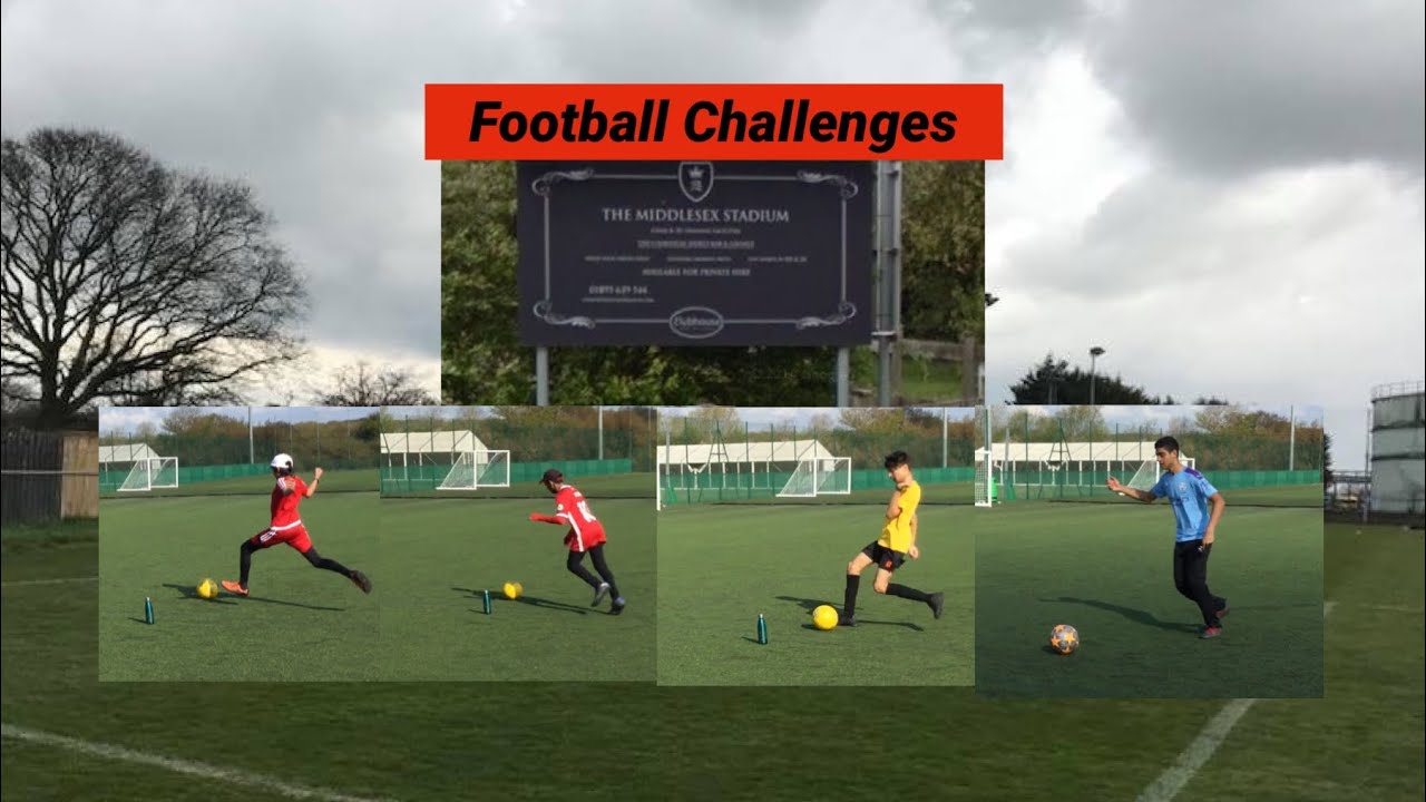 Football Challenges with friends at the Middlesex Stadium - YouTube