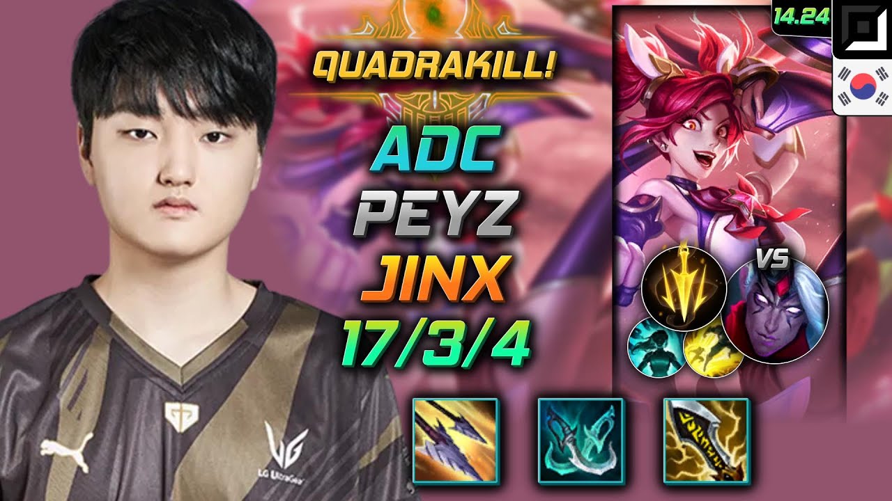 Jinx Adc Build Peyz Yun Tal Wildarrows Lethal Tempo - LOL KR GrandMaster Patch 14.24 - YouTube