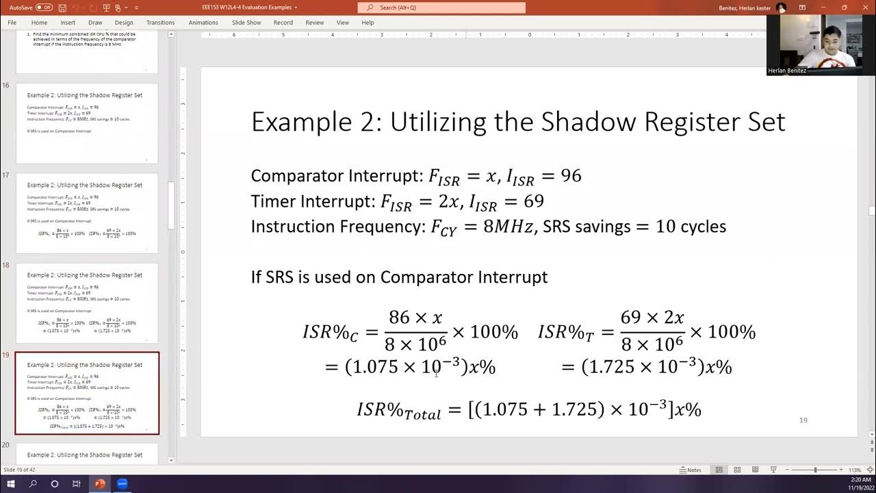 EEE 153 1s2223 | Week 12 - Interrupt Latency and Overhead (Sample Problems) | Herlan Benitez ...