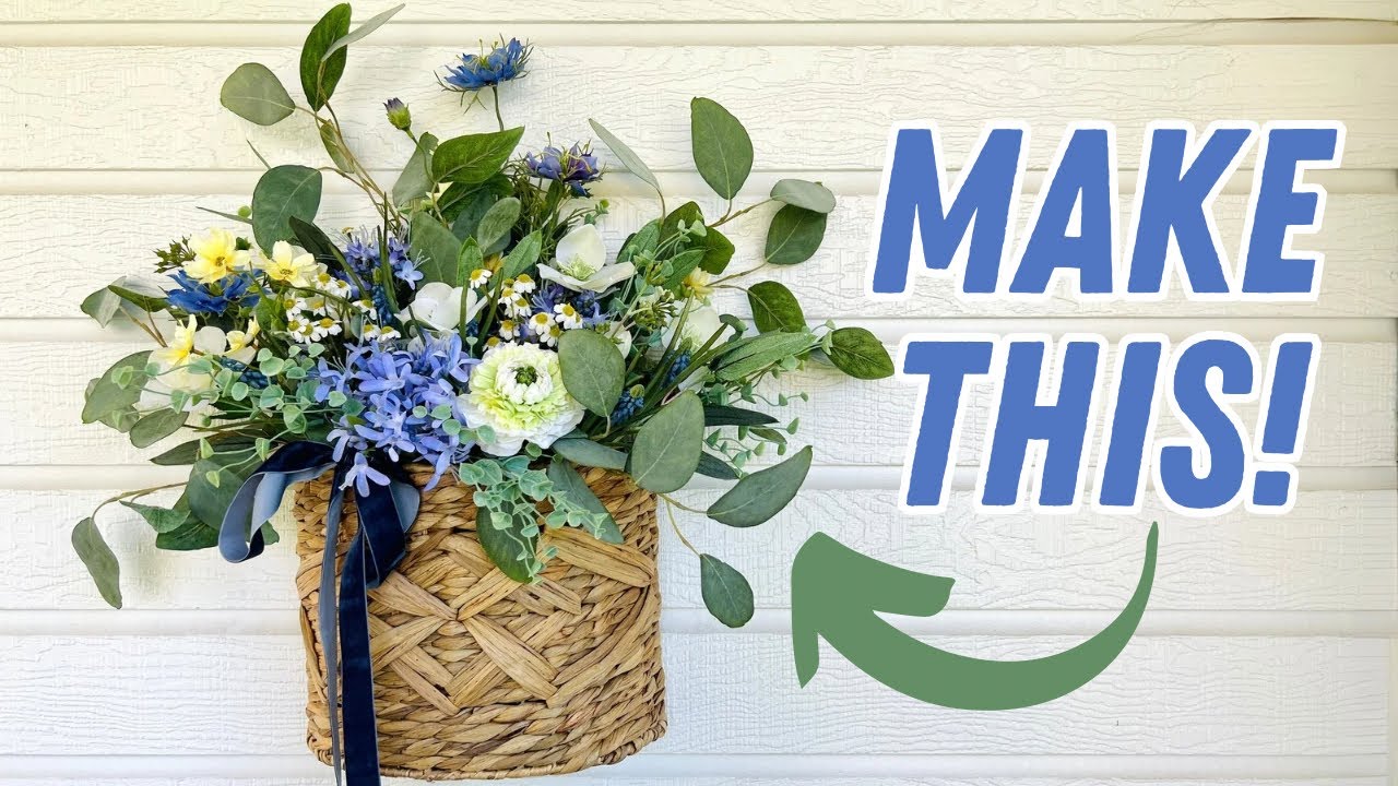 DIY summer flower basket door hanger - YouTube