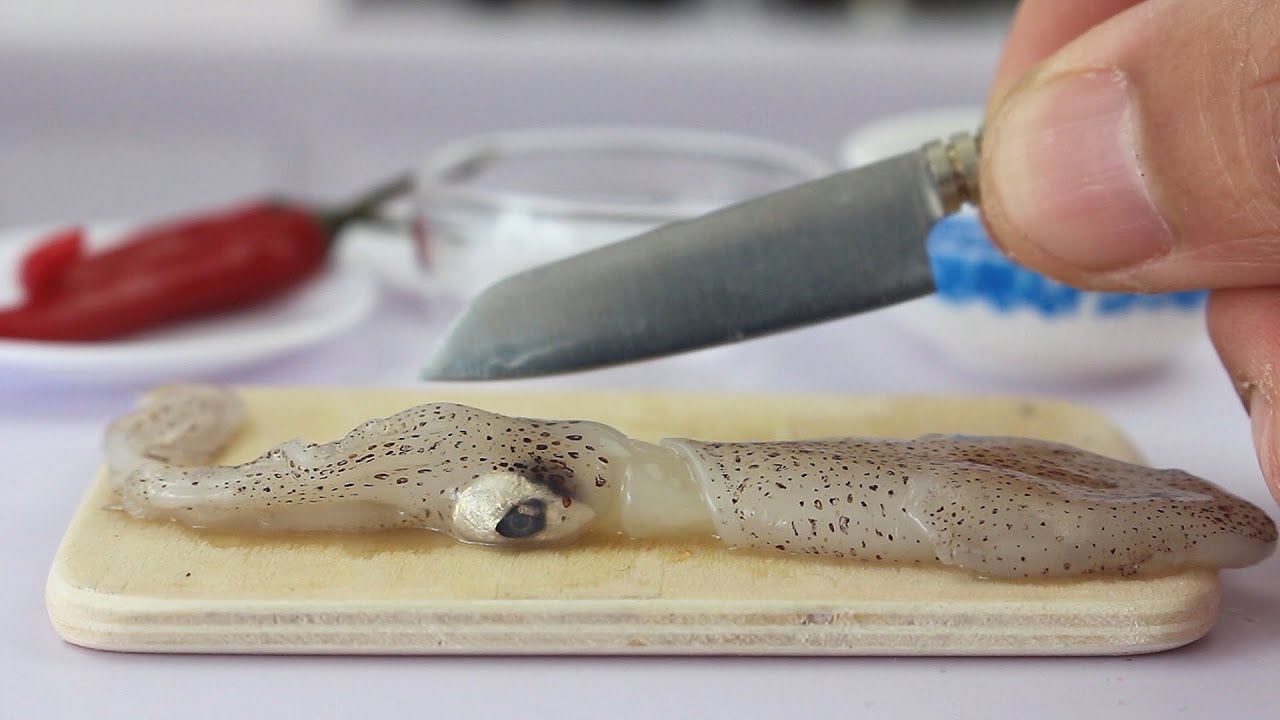 Miniature Squid Sashimi | Mini Cooking | Real Mini Food | Miniature ...