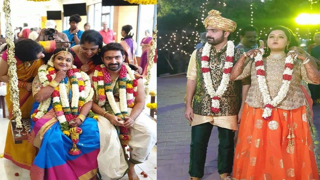 Serial Actor Manas Marriage and reception stills with wife Neeraya ...