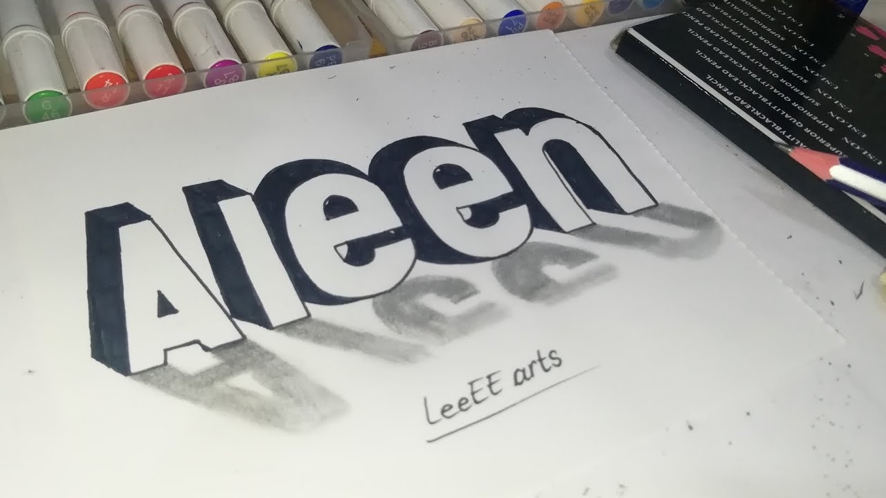 How To Draw 3d name Aleen - 3d Calligraphy Art - illusion calligraphy ...