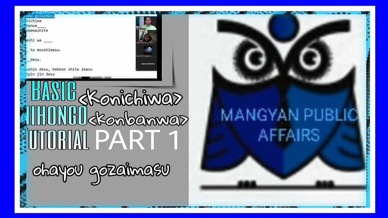 Part 1: 1st Session Basic Nihongo Tutorial || Mangyan Public Affairs - YouTube