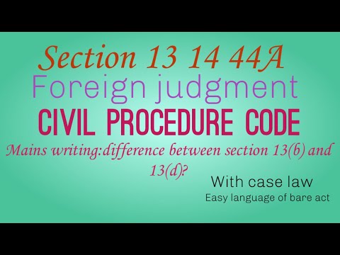 Section 13 || Section 14 || section 44 A || civil procedure code ...