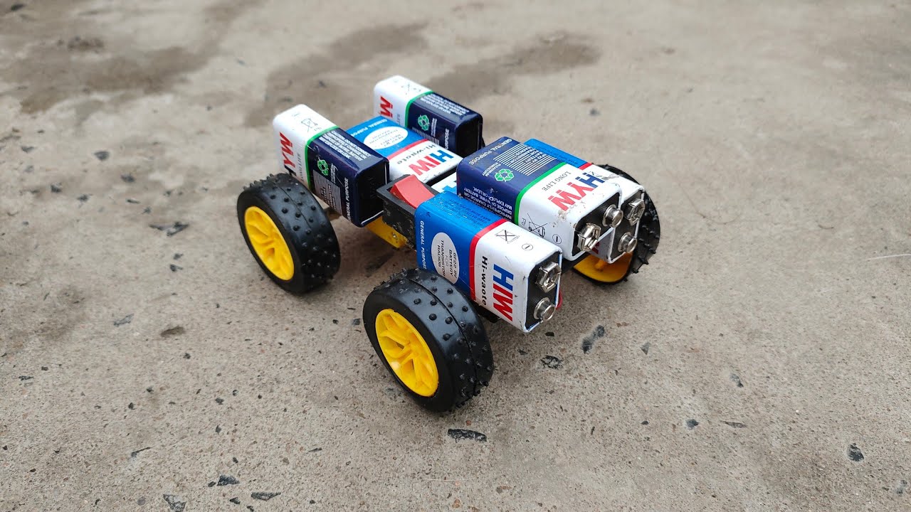 How to Make Toy Car | Very Powerful Car Homemade Car with 9v Battery ...