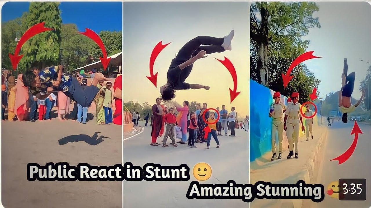 Stunts on public reaction || flips in pubilc girls reaction || pubilc ...