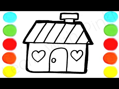 Beautiful Rainbow House Drawing,Painting and Coloring for Kids ...