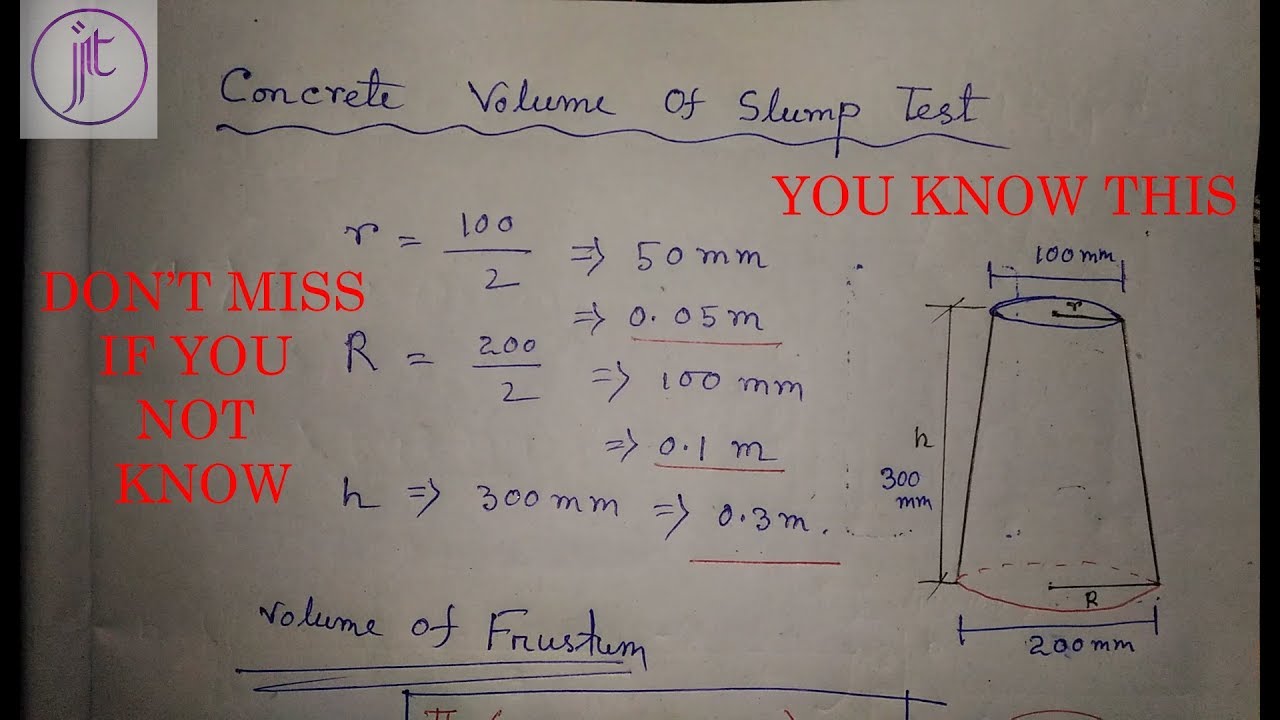 Concrete Volume For Slump Test By jana technic - YouTube