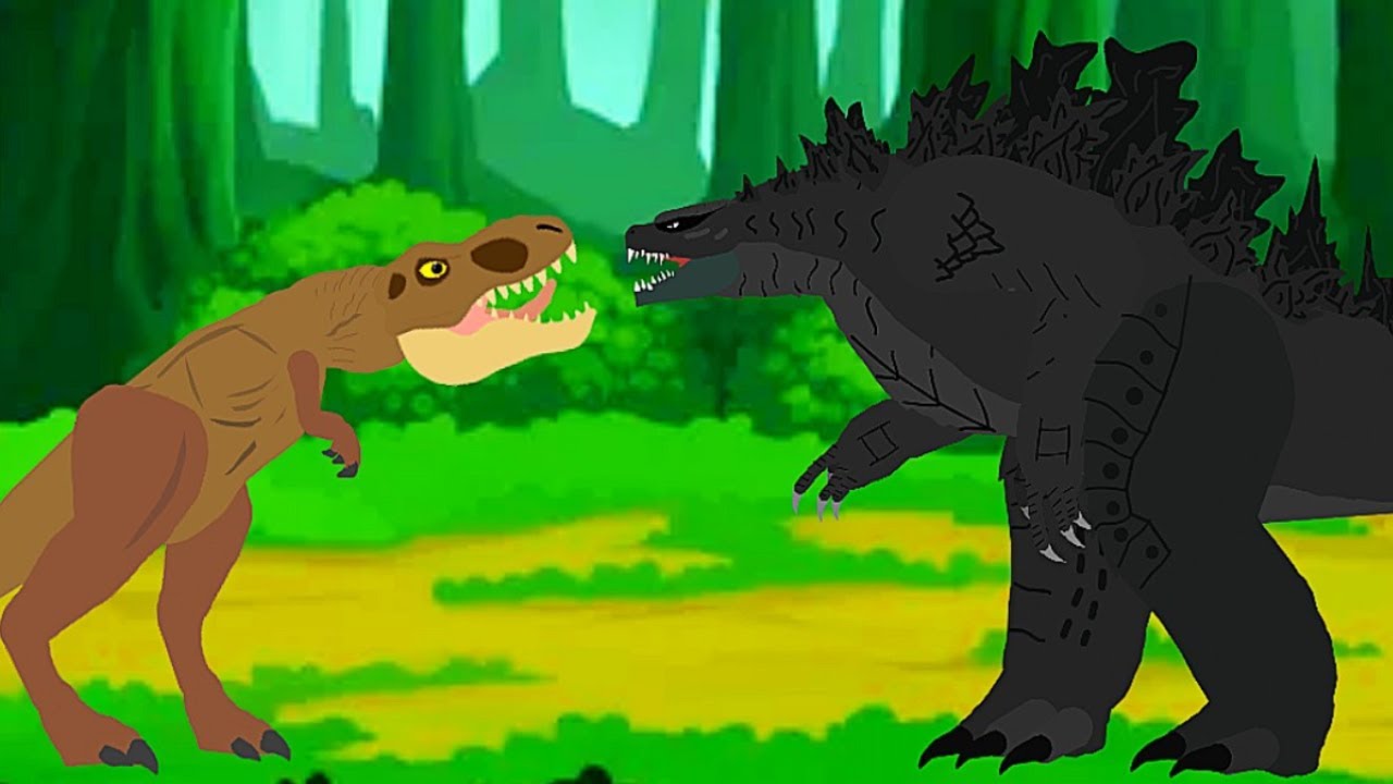 Dinosaurs cartoons battles: Tyrannosaurus Rex vs Godzilla - YouTube