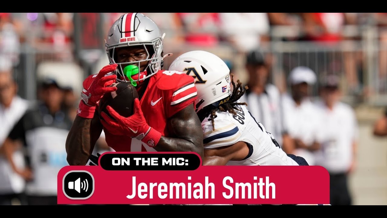 Ohio State's Jeremiah Smith reacts to two-touchdown college debut - YouTube