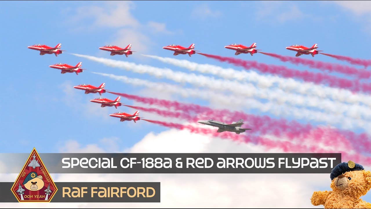 F-18 & RED ARROWS FLYPAST ROYAL CANADIAN AIR FORCE 100TH ANNIVERSARY ...