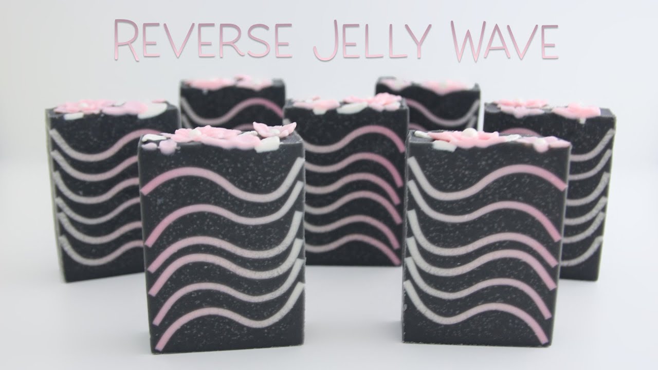 Reverse Color Jelly Wave Cold Process Soap w/ Soap Flowers - YouTube