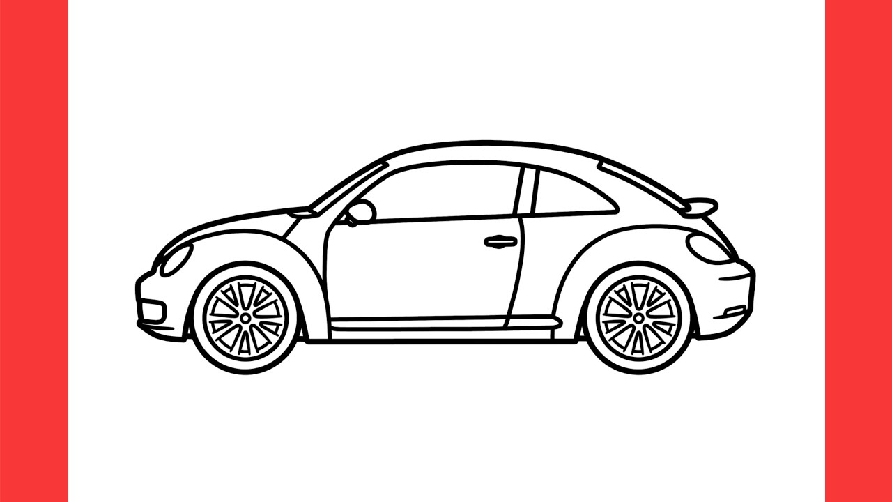 How to draw a VOLKSWAGEN NEW BEETLE easy | Drawing VW Beetle from the ...