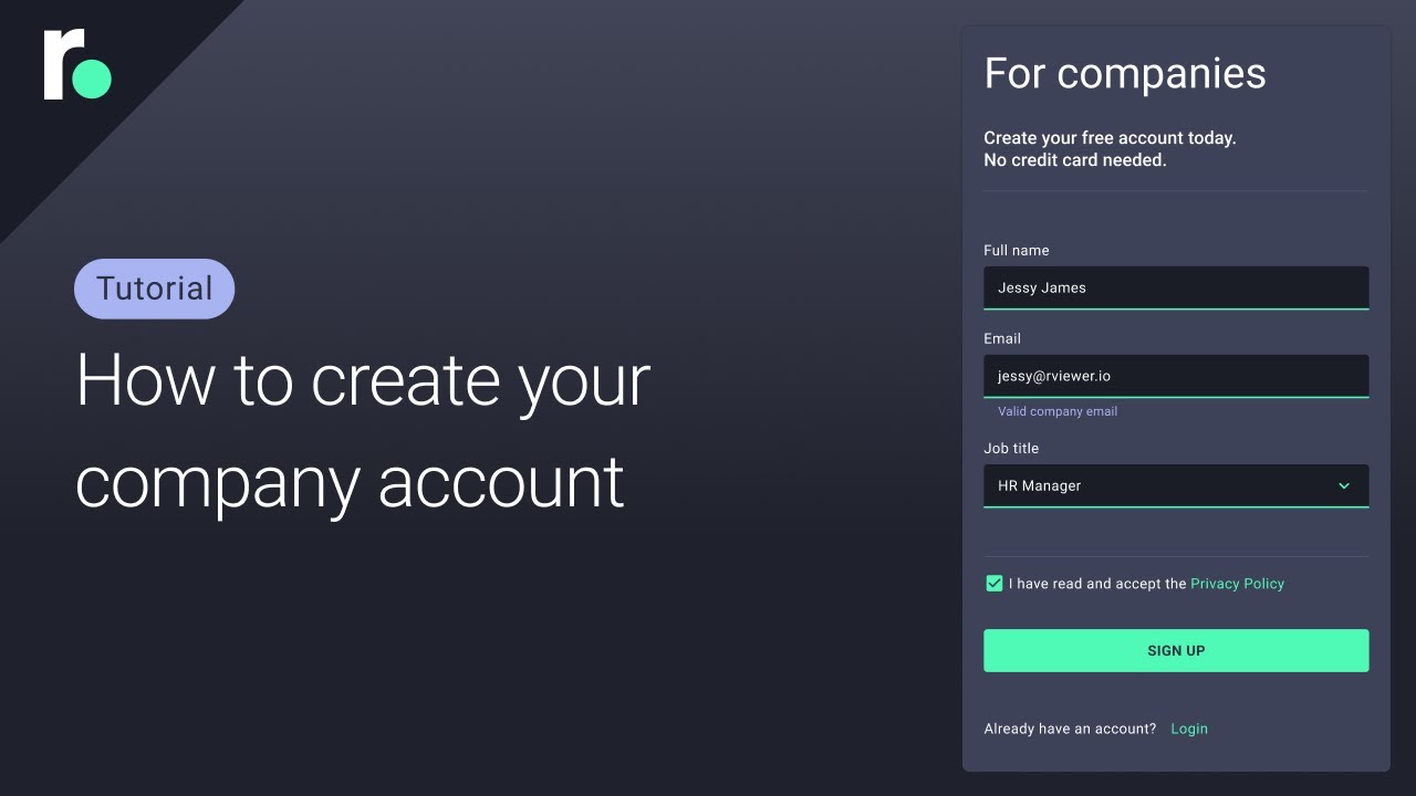 How to create your company account | Rviewer Tutorial - YouTube