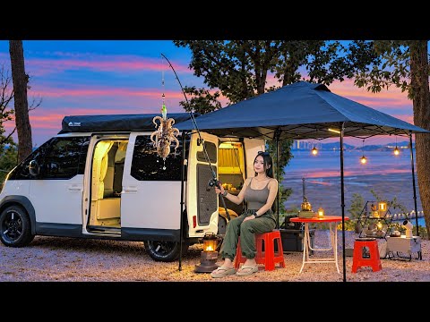 🚗 PV5 Araç Kampı & Tekne Balıkçılığı 🎣 Aralıksız vuruş! Camping ASMR