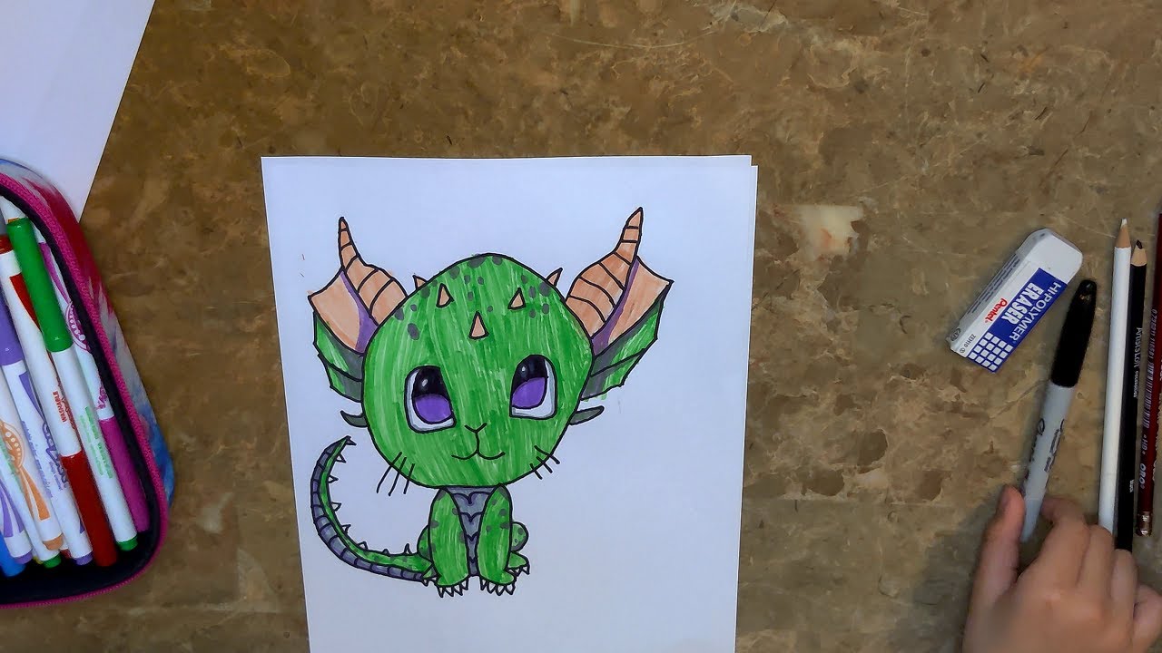 Drawing Magical Kitten Dragon - YouTube